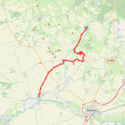 Parcours marche - GR654 : Etape 4 de Wasigny à Château-Porcien - Wasigny