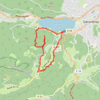 Parcours marche - Lac de Gérardmer - Cascade de Mérelle - Observatoire de Mérelle - Saut de la ...