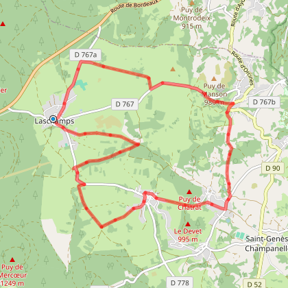 Parcours marche - Plaine de Laschamp - Saint-genes-champanelle
