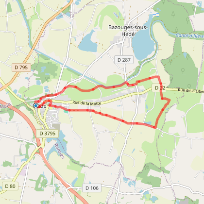 Parcours marche - Circuit des Sept Moulins HEDE-BAZOUGES - Hede