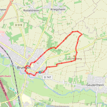 Parcours marche - Disque jaune Brumath - Brumath