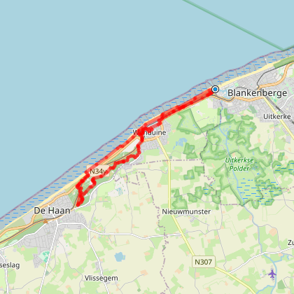 Parcours marche - Blankenberge - Wenduine - De Haan - De haan