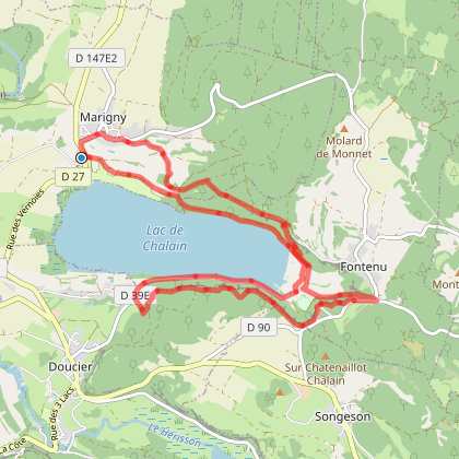 Parcours marche - Tour du lac Chalain - Marigny