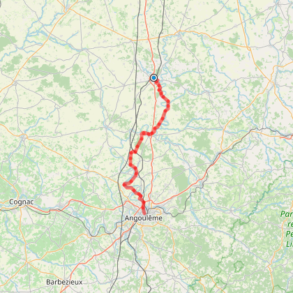 Parcours vélo - Angoulème - Ruffec - Ruffec