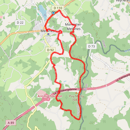 Route mountain bike - Streams of Gioux - Monestier-merlines
