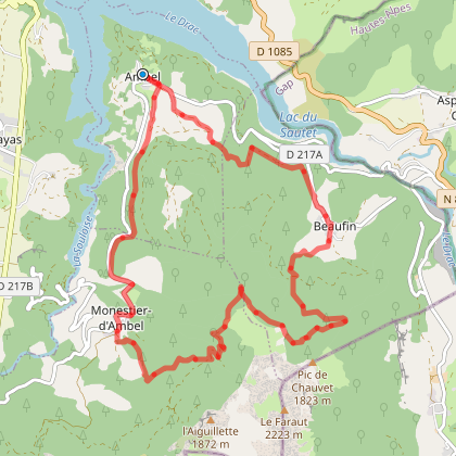 Parcours marche - Ambel/Monestier/Beaufin - Ambel