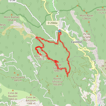 Parcours marche - Vieux Castillon - Col de SEGRA-Mt. Ours - Castillon