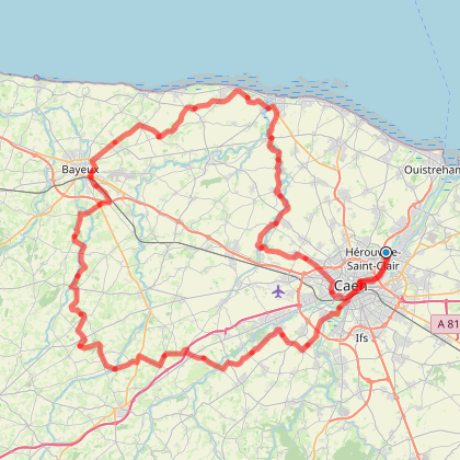 Parcours vélo route - Tour caen courseulles bayeux caen - Herouville ...