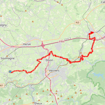 Parcours vélo route - Etape 3 : Olne-Welkenraedt par les PN - Olne