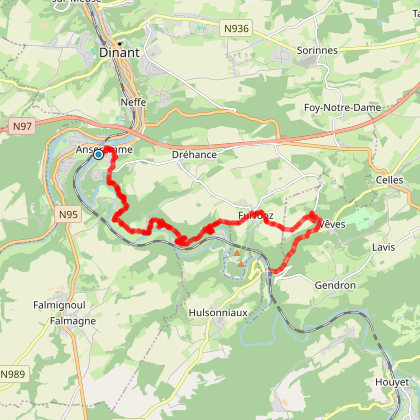 Parcours marche nordique - [La_meute] Remontée de la Lesse - Dinant