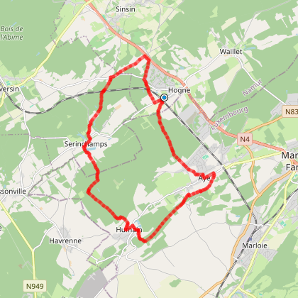 Parcours marche - MARCHE ADEPS HOGNE - 20 KM - VERSION 2023 - Somme-leuze