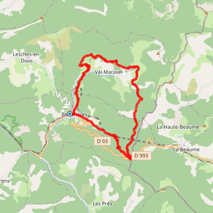 Parcours marche - Le col de Cabre et Val-Maravel - Beaurieres