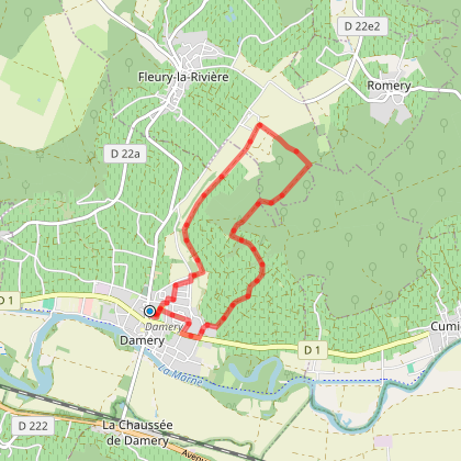 Parcours marche - Boucle de Damery-Le Raday - Damery