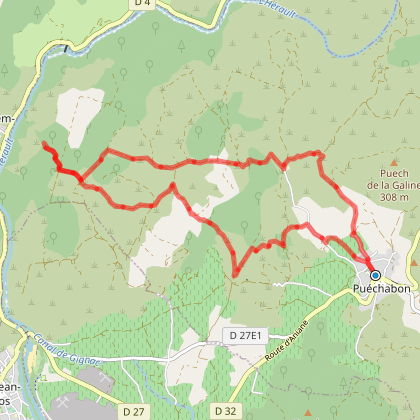 Parcours marche - Puéchabon, vallée de l'Hérault - Puechabon