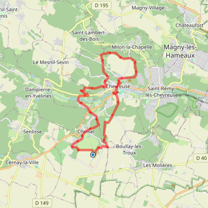Parcours marche - Choisel Breteuil, Herbouvilliers, Chevreuse, Les Sablons, Choisel, Breteuil ...