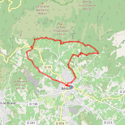 Parcours marche - Bedoin- la Bernade- les Clops- Bédoin - Bedoin