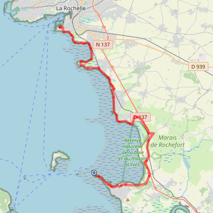 Parcours vélo - Fouras - La Rochelle - Fouras
