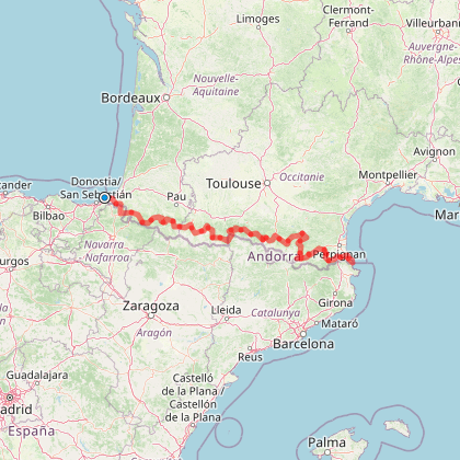 Parcours vélo - La route des cols des Pyrénées - Hendaye